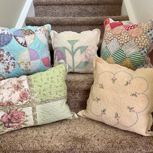 Vintage Quilted Pillows - Etsy