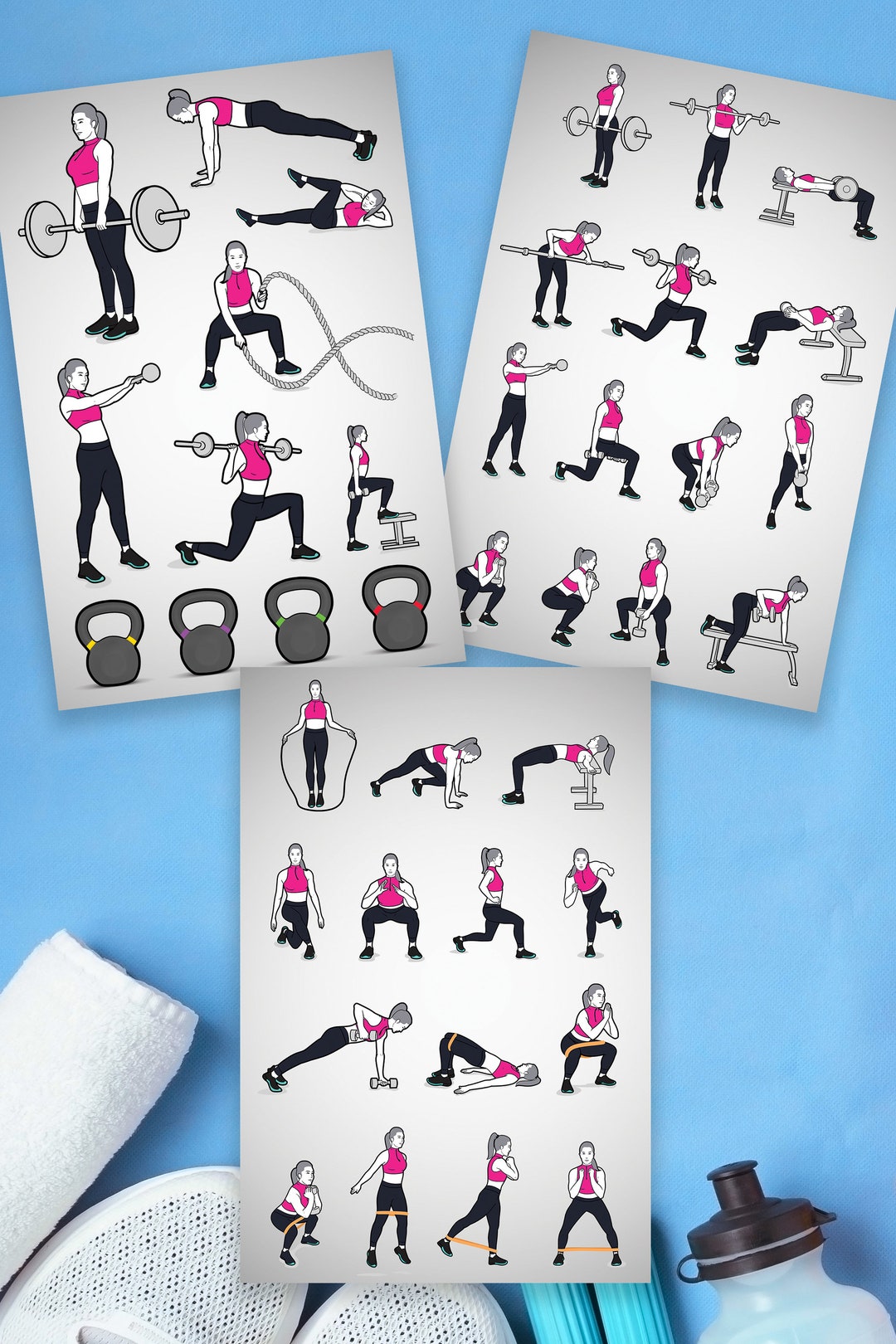 156 Fitness Routine Planner Stickers, Gym Stickers for Women, Workout ...