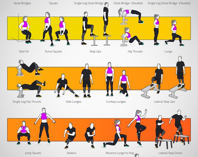Printable Bodyweight Lower Body Exercises Training Poster - Etsy