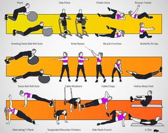 HIIT Workout Poster Printable 16.66'' X 23.66 20 Illustrated Exercises ...