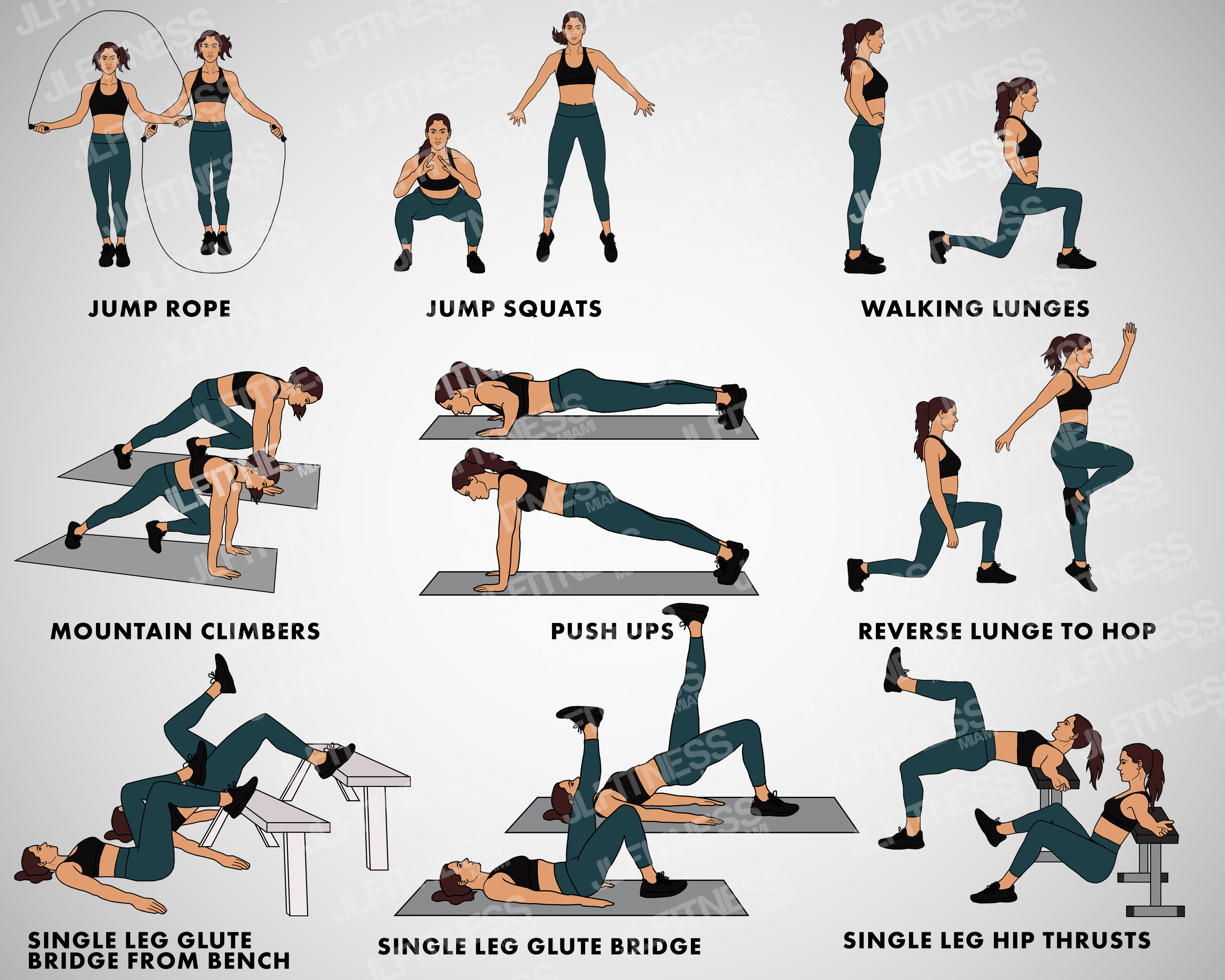 Fitness Woman Png. Exercise Clip Art Bundle. 24 Bodyweight Exercises - Etsy