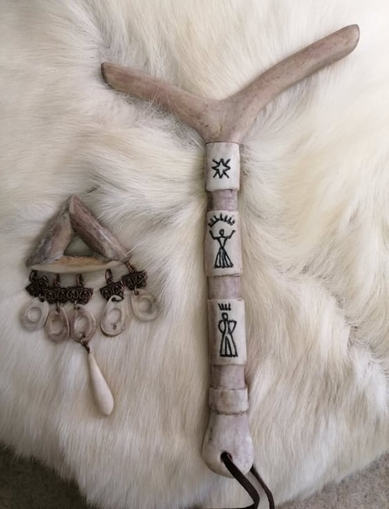 50x40cm Shamanic Drum + Hammer and Arpa. - Etsy