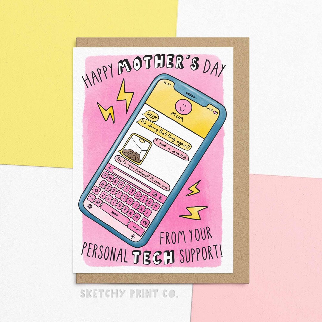 Funny Mothers Day Card for Mum | Tech Support Card From Son Daughter ...