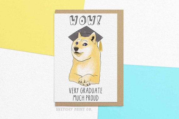 Graduation Card Grad Doge Very Graduate Much Proud Funny | Etsy
