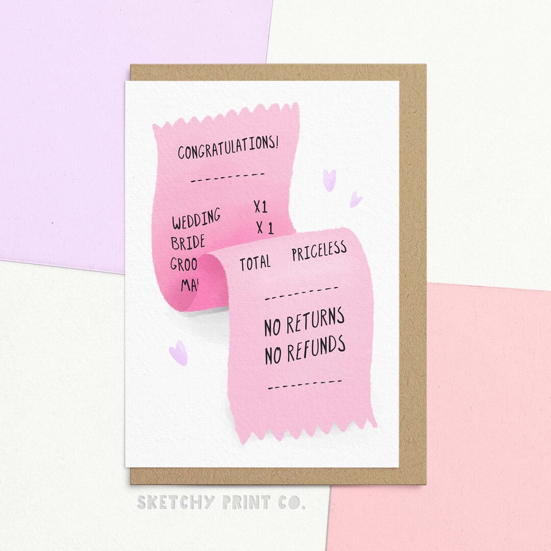 Funny Wedding Day Card for Newly Wed Couple | Just Married No Returns ...