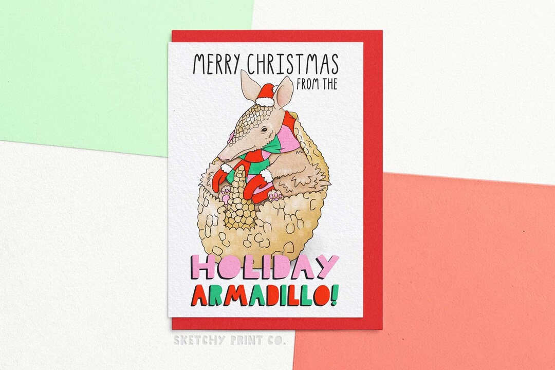 Holiday Armadillo Christmas Card for Friends | Funny Eco-friendly Card ...