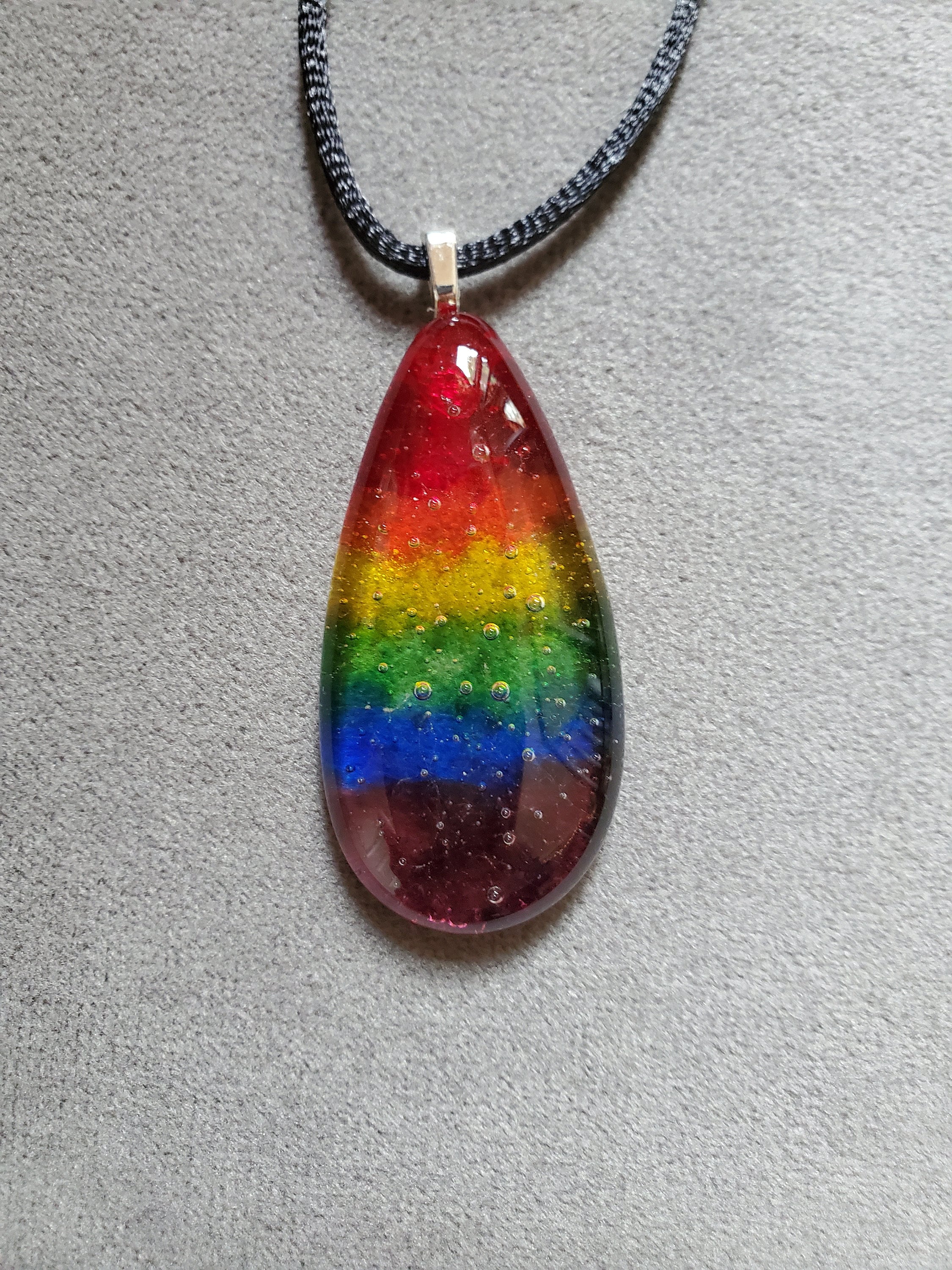 Rainbow Teardrop Pendants - Etsy