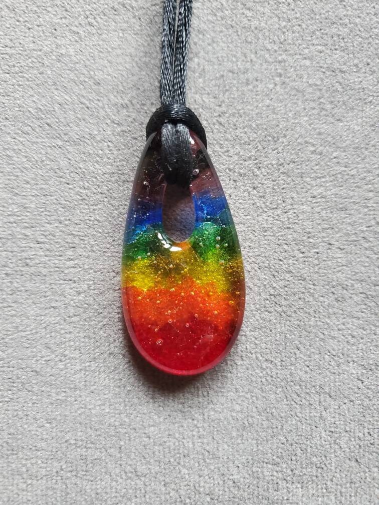 Rainbow Teardrop Pendants - Etsy