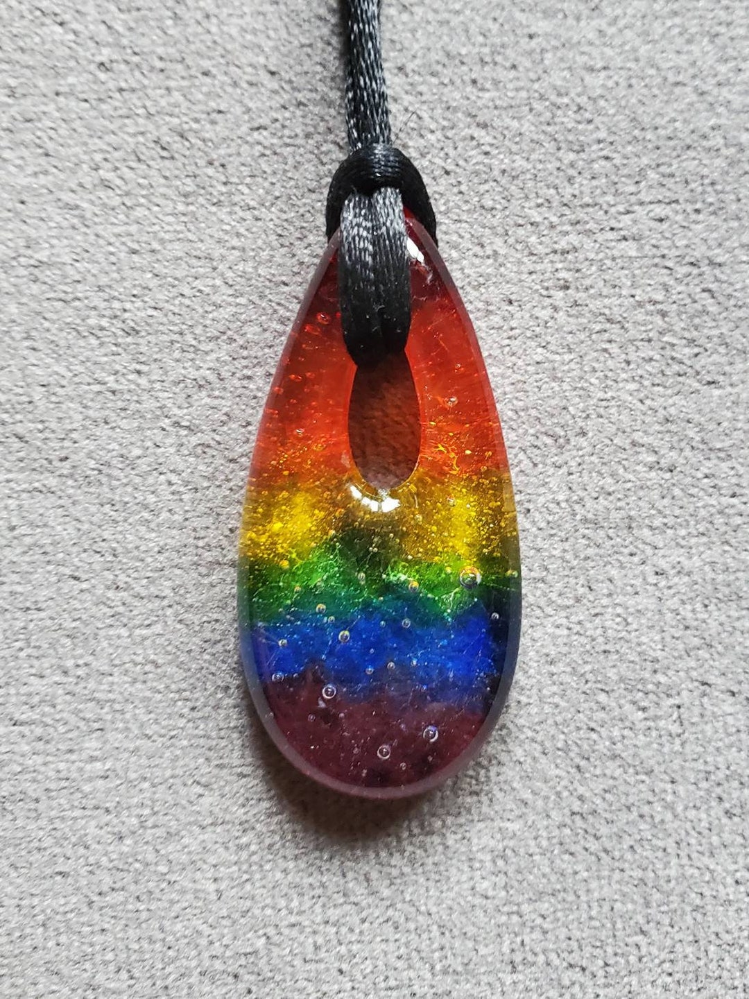 Rainbow Teardrop Pendants - Etsy