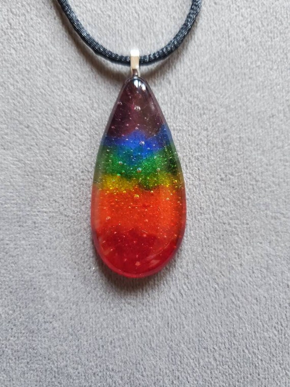 Rainbow Teardrop Pendants - Etsy