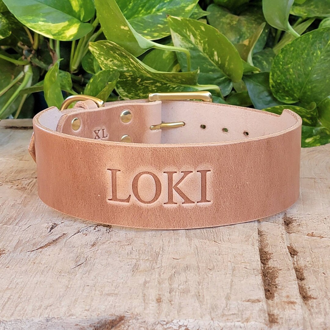 Personalized 2 Inch Wide Leather Dog Collar W Keeper - Tapered Hand ...
