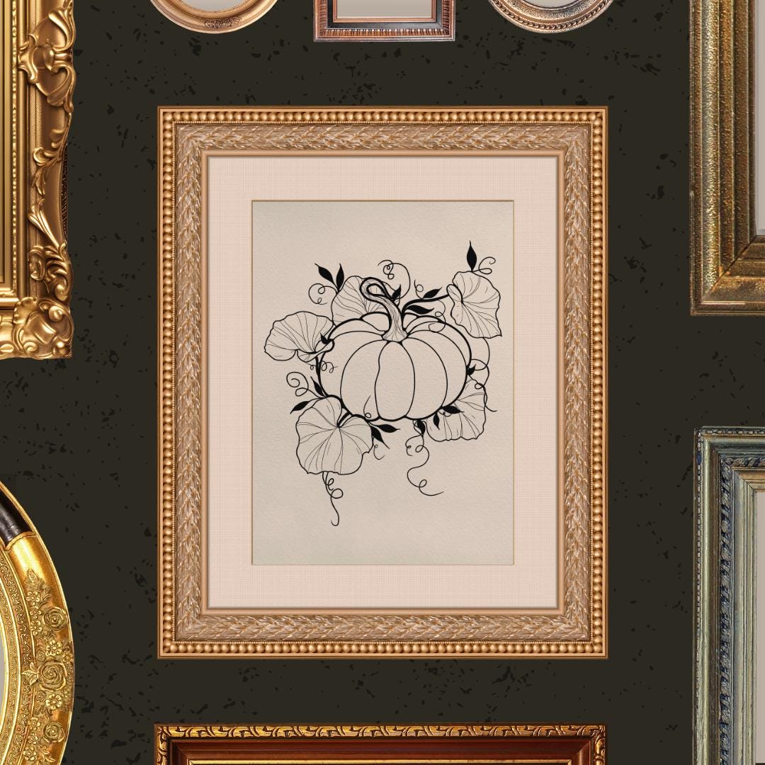 Pumpkin | Line Art | Autumn Art | Digital Prints | Home Decor | Wall ...