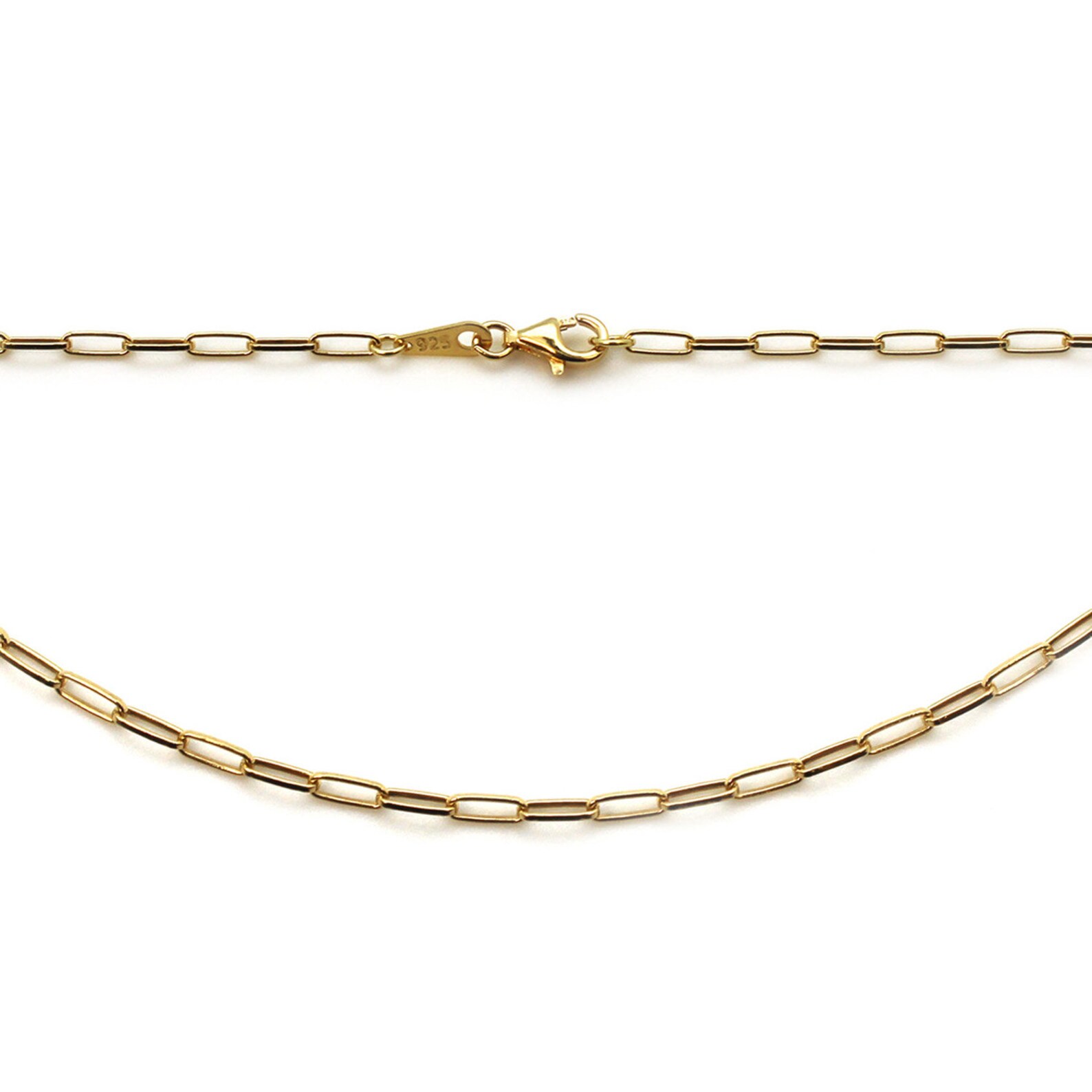 Gold Plated Chain-sterling Silver Long Box Chain Necklace - Gold Plated ...