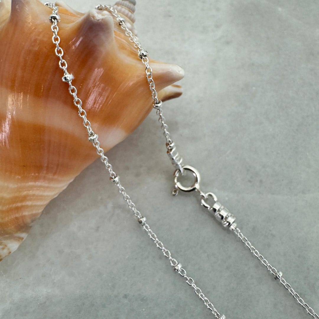Sterling Silver Beaded Cable Chain - Finished 925 Sterling Silver ...