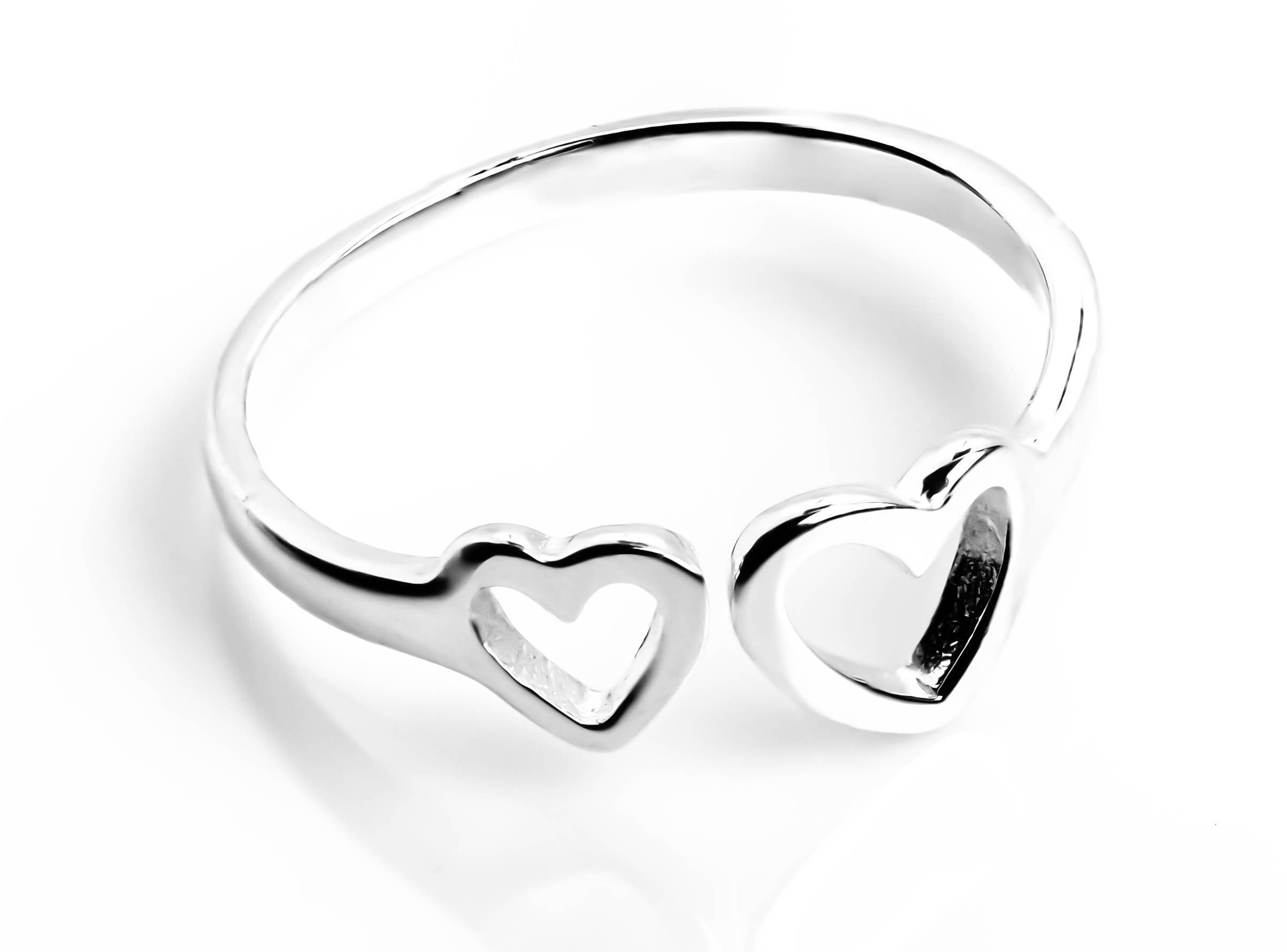 Sterling Silver Double Heart Ring, Intertwined Heart Ring, Two Hearts ...