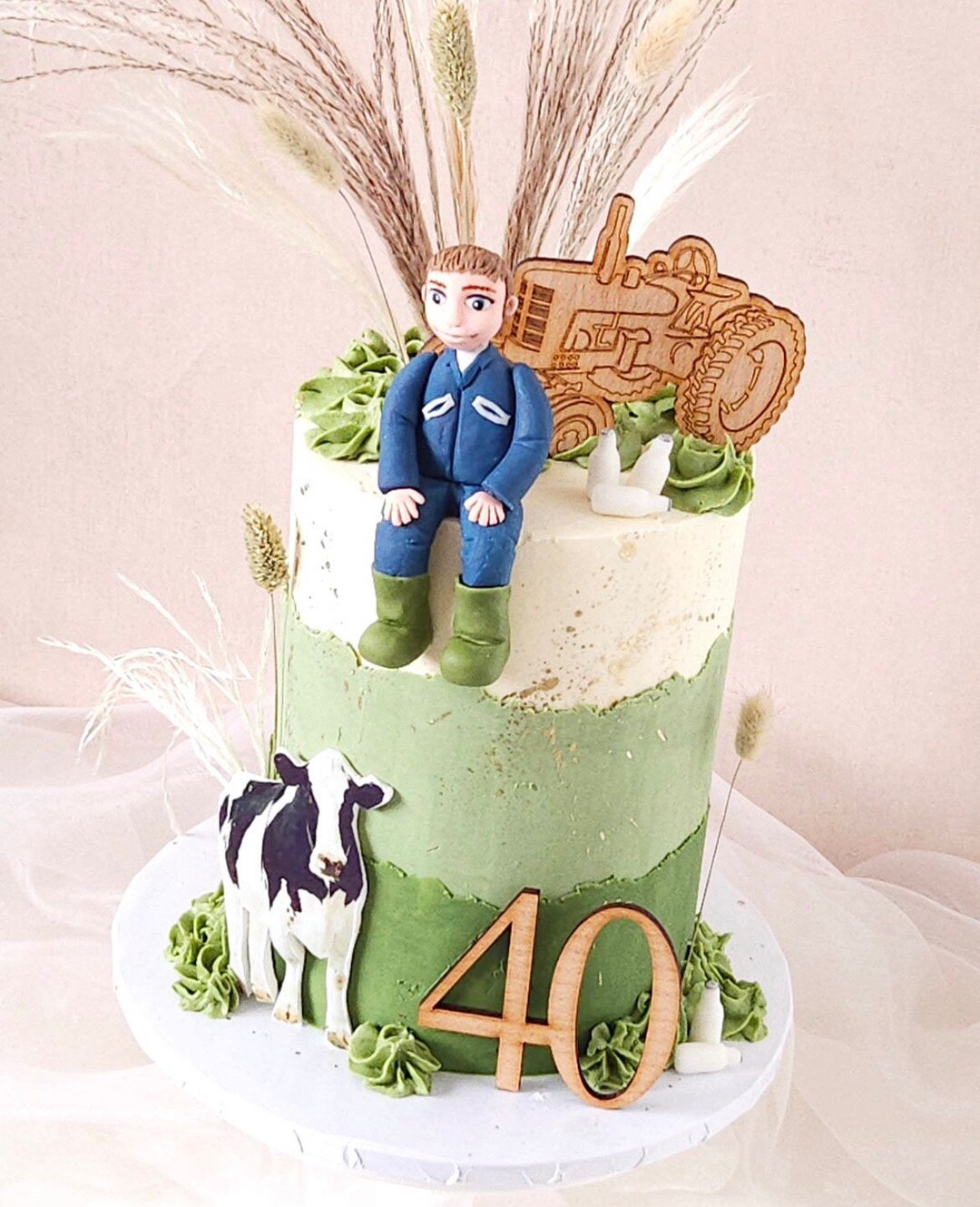 Wooden Farm Themed Cake Topper, Cake Charm, Personalised Cake Toppers ...