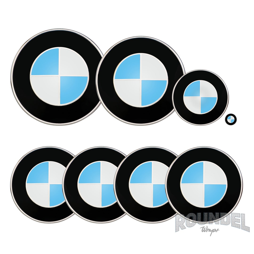 Ice Blue Wrap Stickers for BMW Badge All Models Overlays Decals Emblems ...