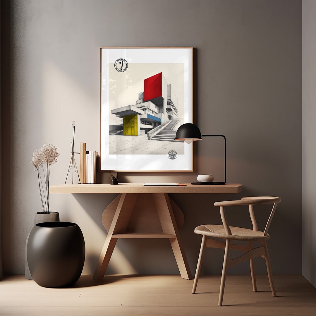 Bauhaus Architecture Poster Mid Century Modern Wall Art Wall Design Art ...