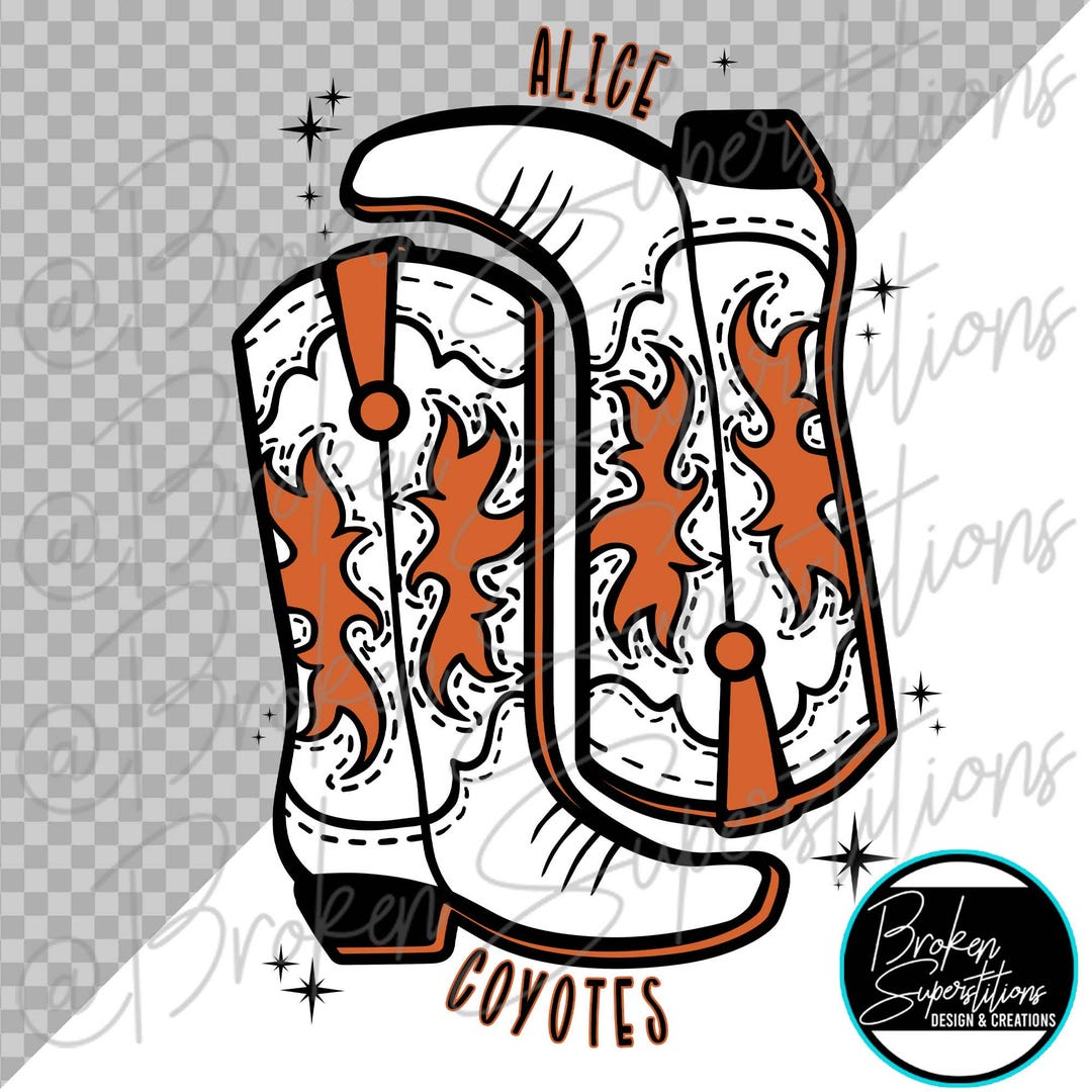 2 FILES | Western Boots | Orange & White Alice Coyotes | 2 Versions ...