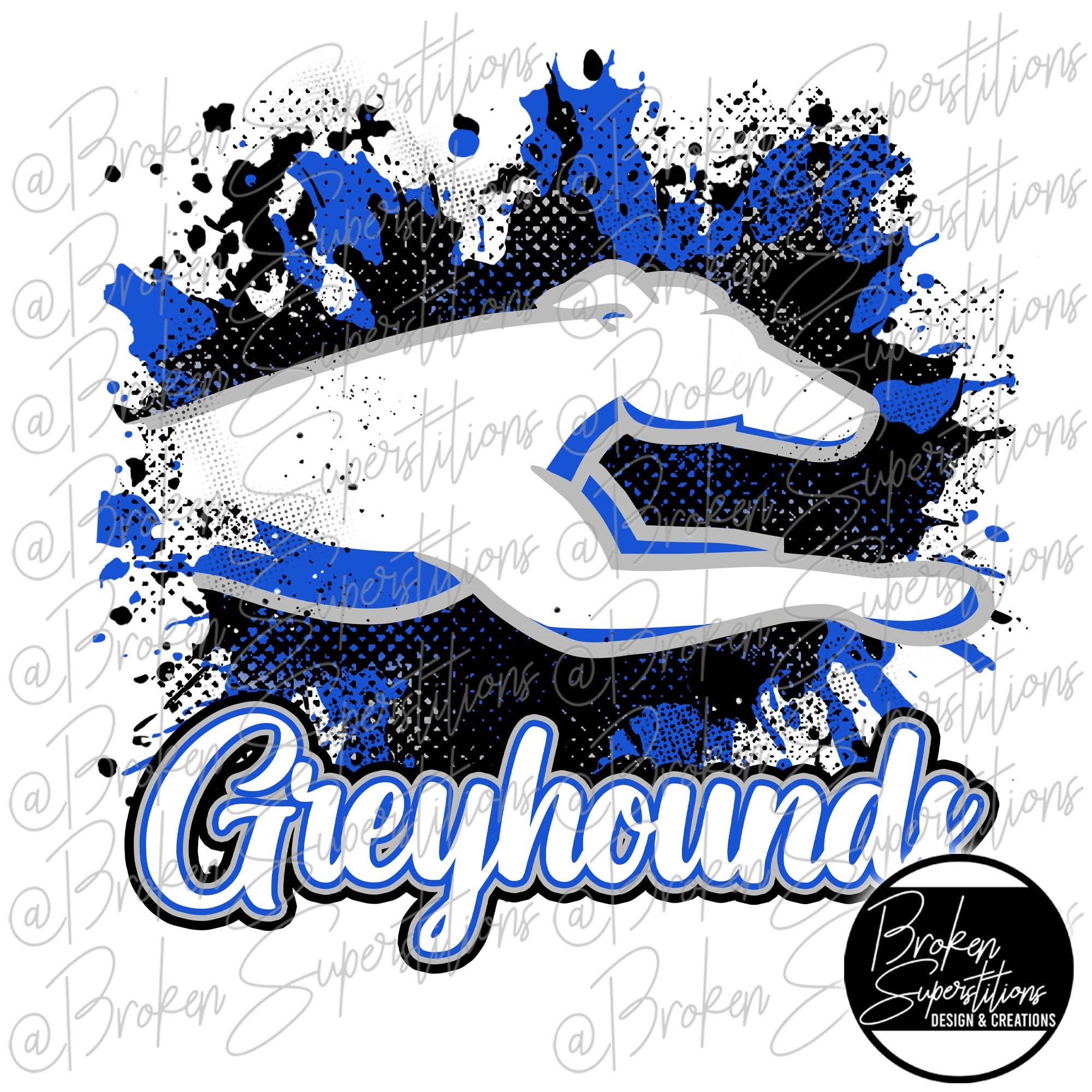 Splatter Mascot Greyhounds | Blue & White | DIGITAL DOWNLOAND PNG File ...