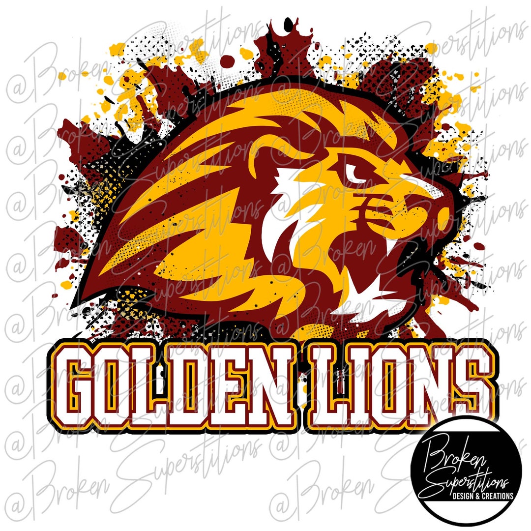 Splatter Mascot Golden Lions | Gold & Maroon | DIGITAL DOWNLOAND PNG ...