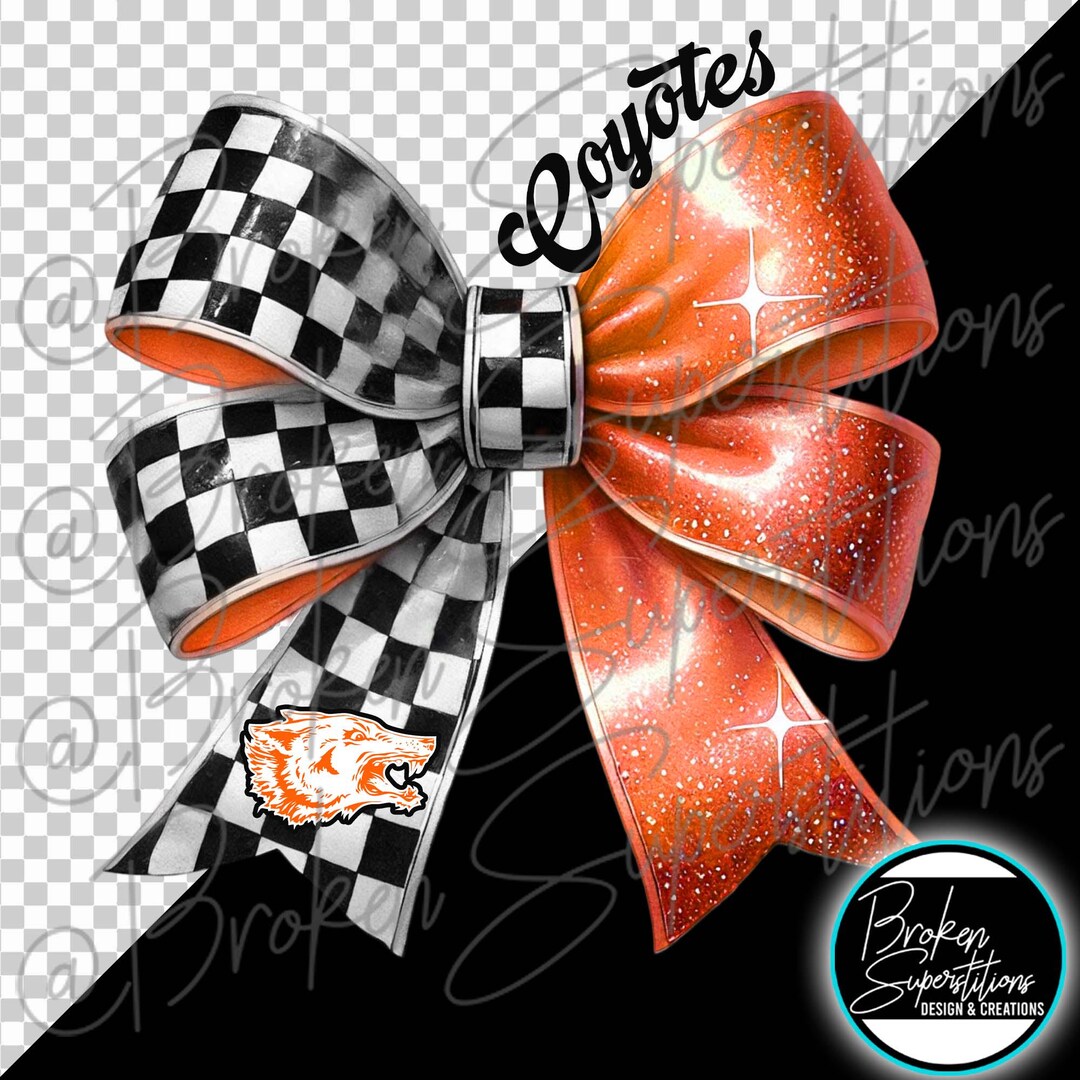 Orange and Checkered Bow Alice Coyotes | DIGITAL DOWNLOAND PNG File ...