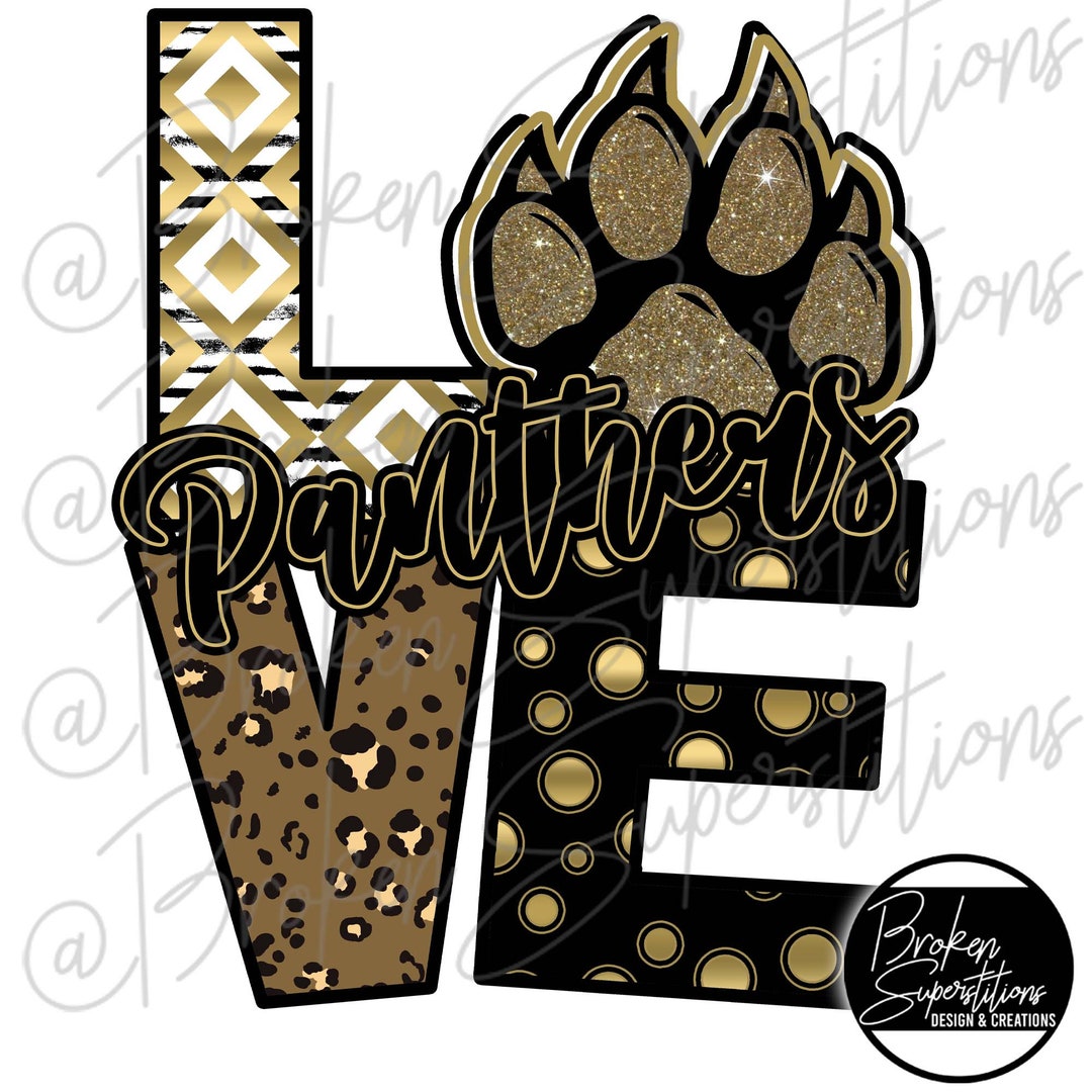 Glitter Mascot LOVE | Black and Gold Panthers | Anahuac, School, Spirit ...