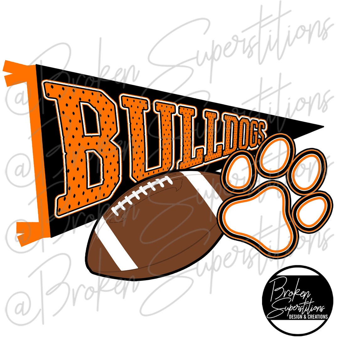 Pennant Football Mascot | Orange Bulldogs | School, Spirit, Pride PNG ...