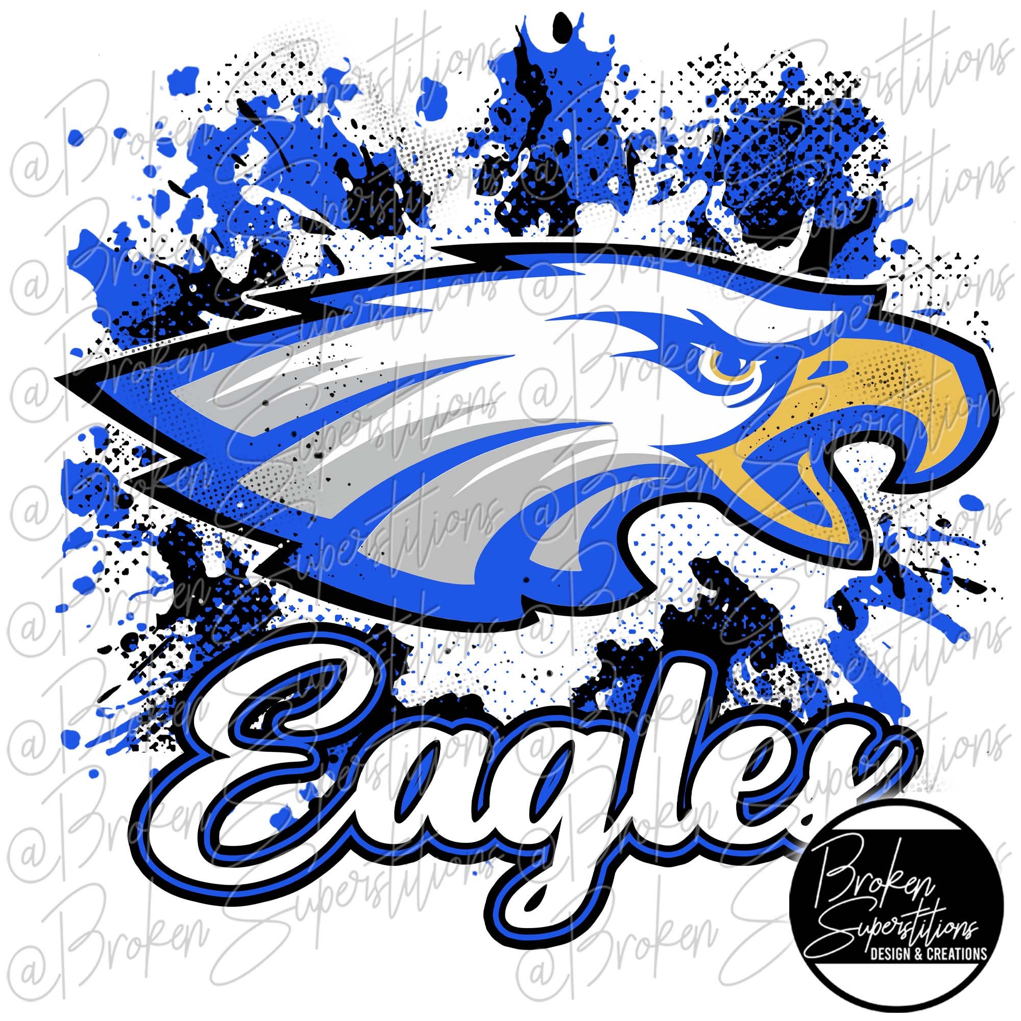 Splatter Mascot Eagles Blue & White DIGITAL DOWNLOAND PNG File, School ...
