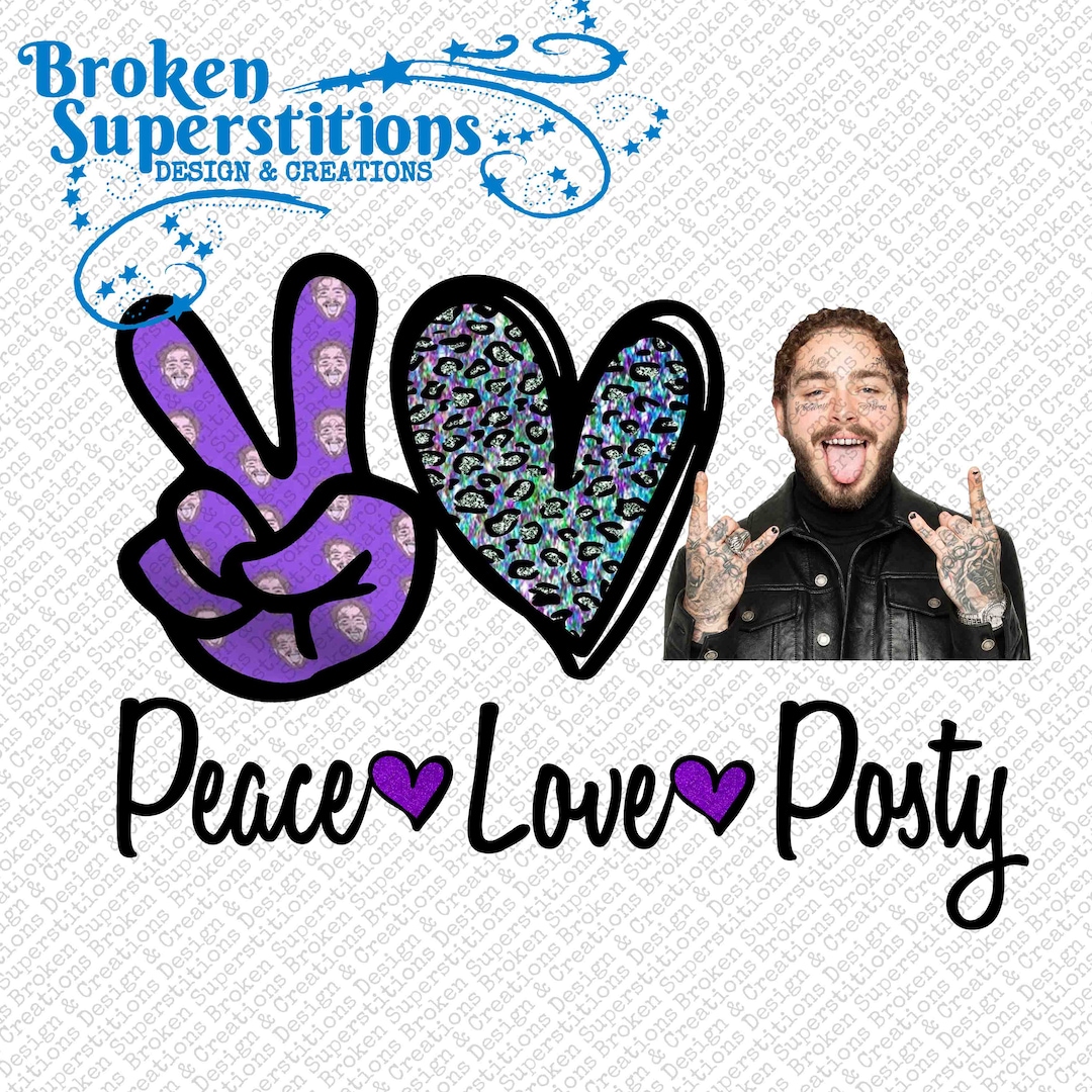PEACE LOVE POSTY | Music, Post Malone, Love, Leopard - Etsy