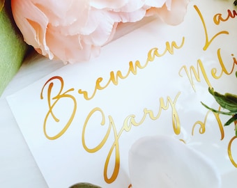 Custom Name Decal Gold Foil Decal Labels Stickers Glass | Etsy
