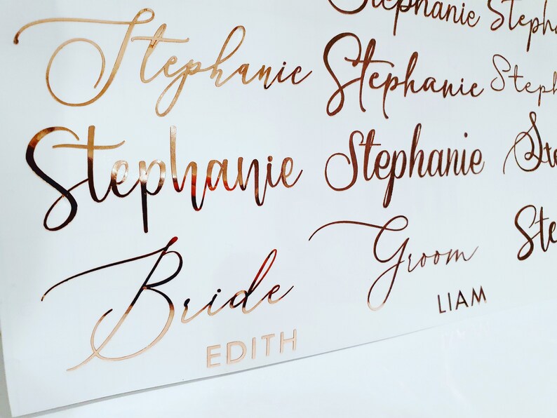 Custom Name Decal | Rose Gold Holographic Foil Decal | Labels Stickers ...