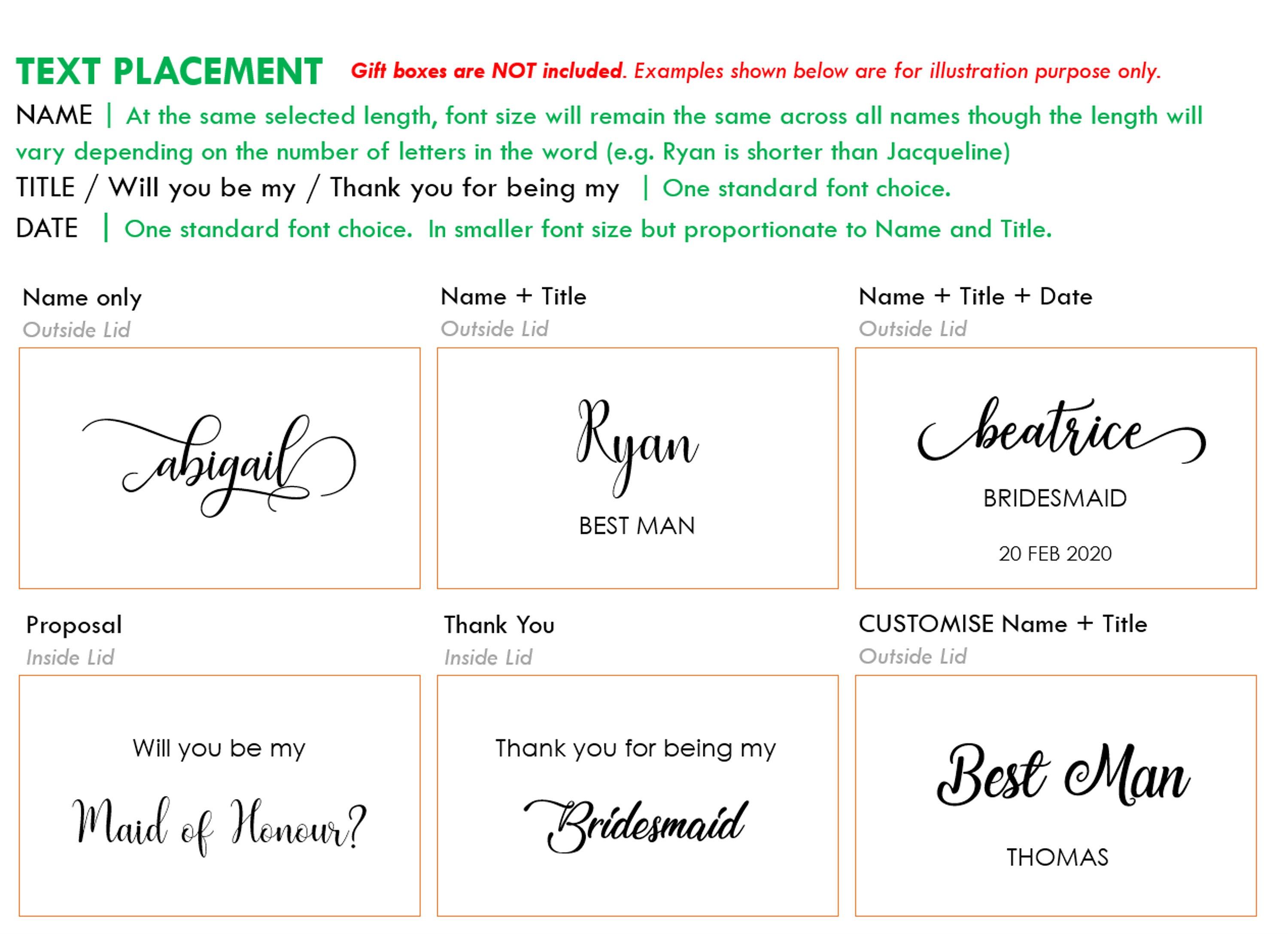 Custom Gift Box Decals / Name Labels / Personalised Labels / Bridesmaid ...