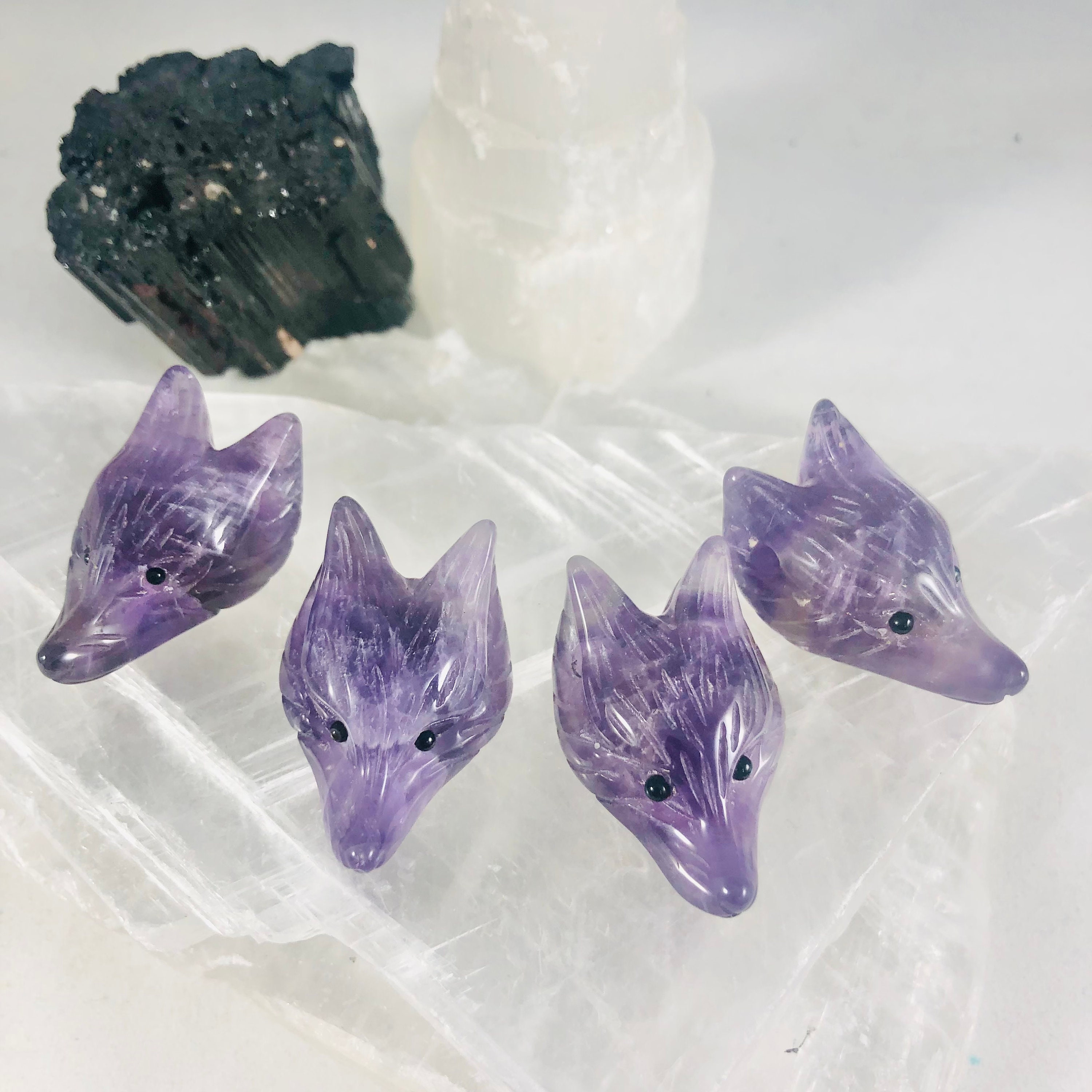 Amethyst Fox Head Pendant Genuine Stone Gemstone Pendant - Etsy