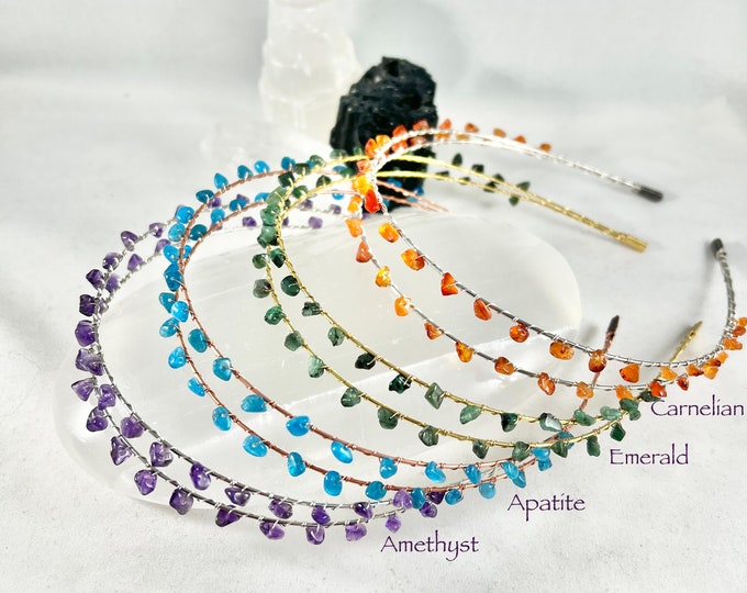 Healing Crystal Elven Tiara, Fairy Circlet, Forehead Stone Headpiece ...