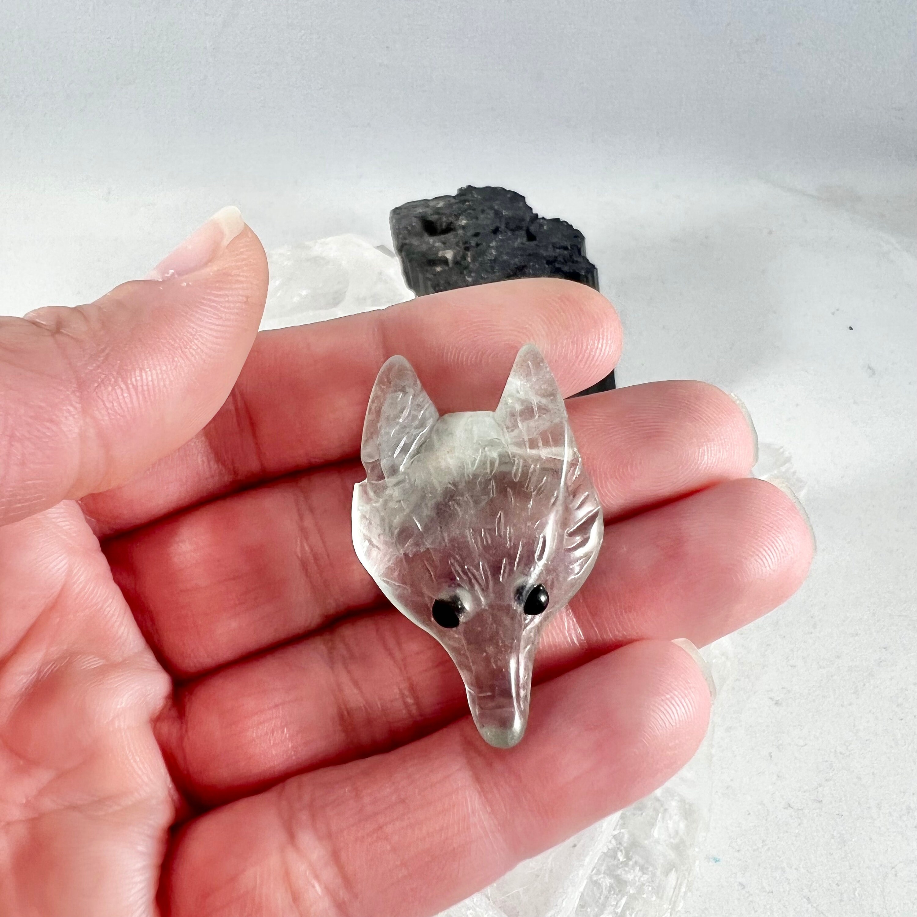 Fluorite Wolf Gemstone Pendant Genuine Stone Wolf Head Bead - Etsy
