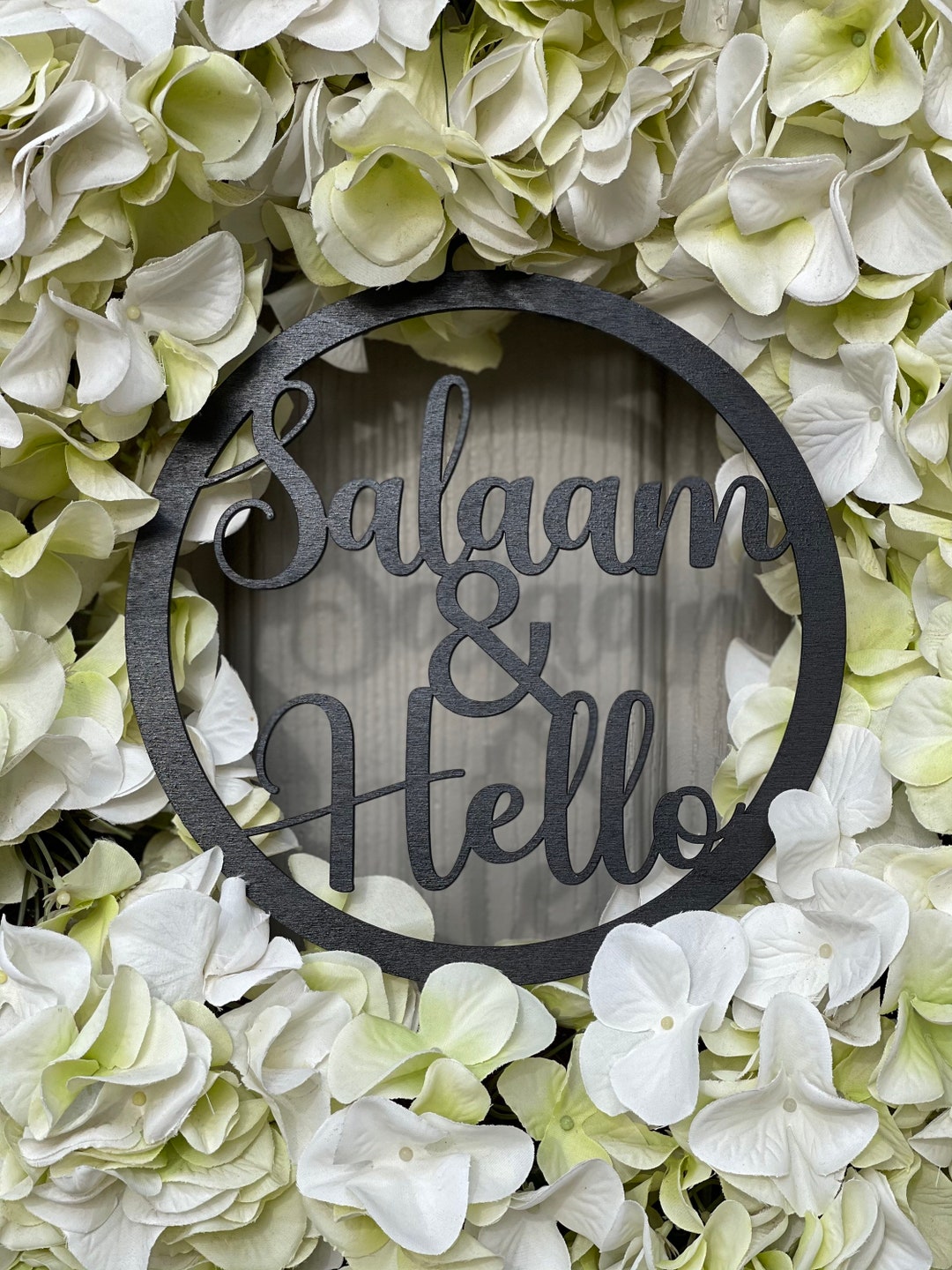 Salaam & Hello Door Hanger | Wreath Insert | Door Wreath Sign - Etsy