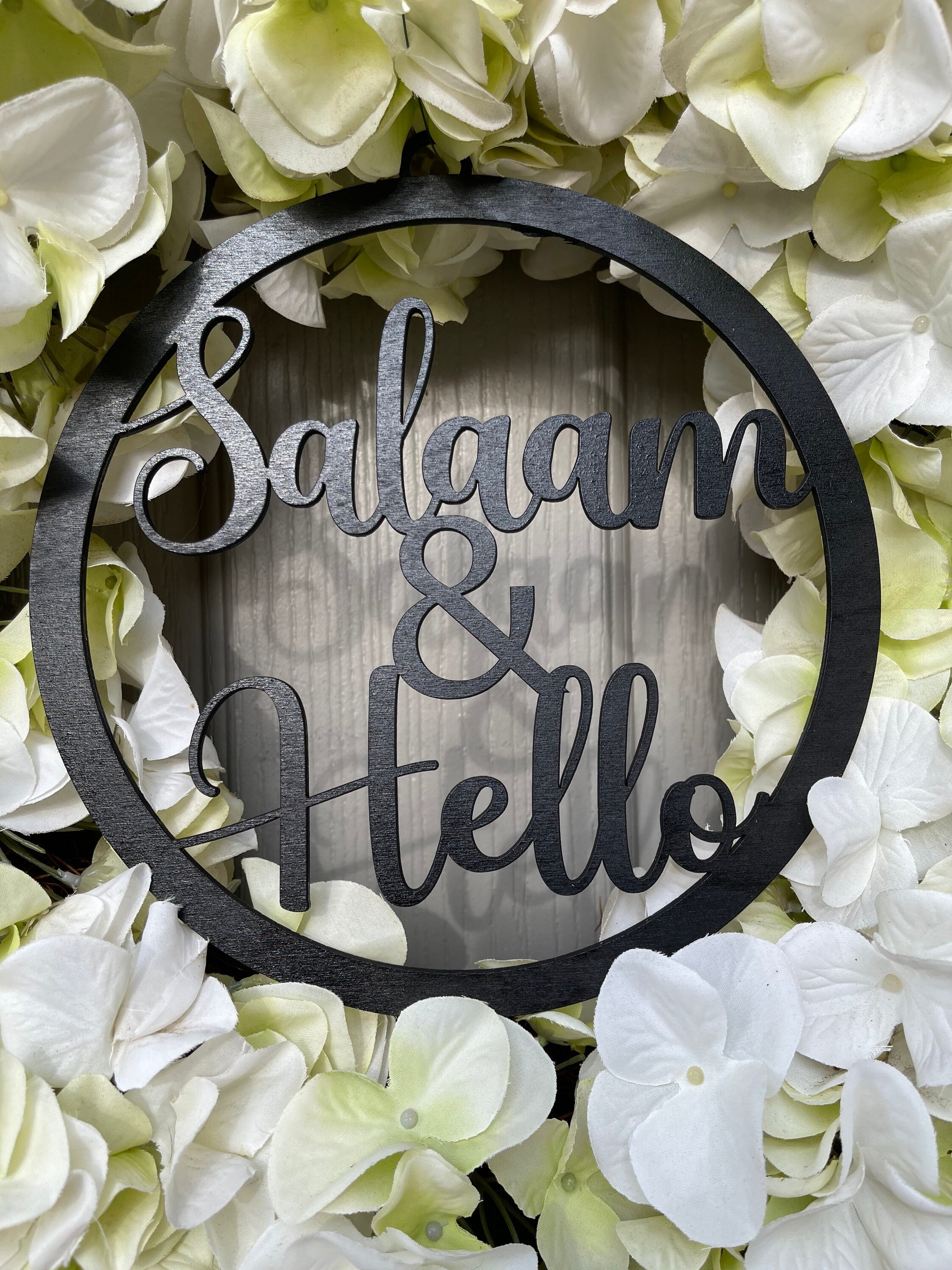 Salaam & Hello Door Hanger Wreath Insert Door Wreath Sign - Etsy
