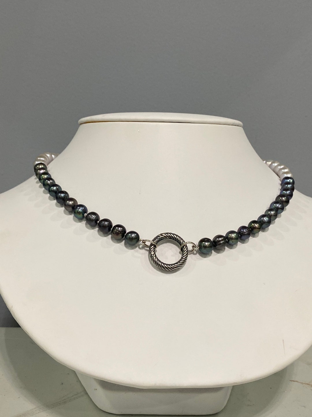 Ombré Pearl Submissive Day Collar With Freshwater Pearls and Sterling ...