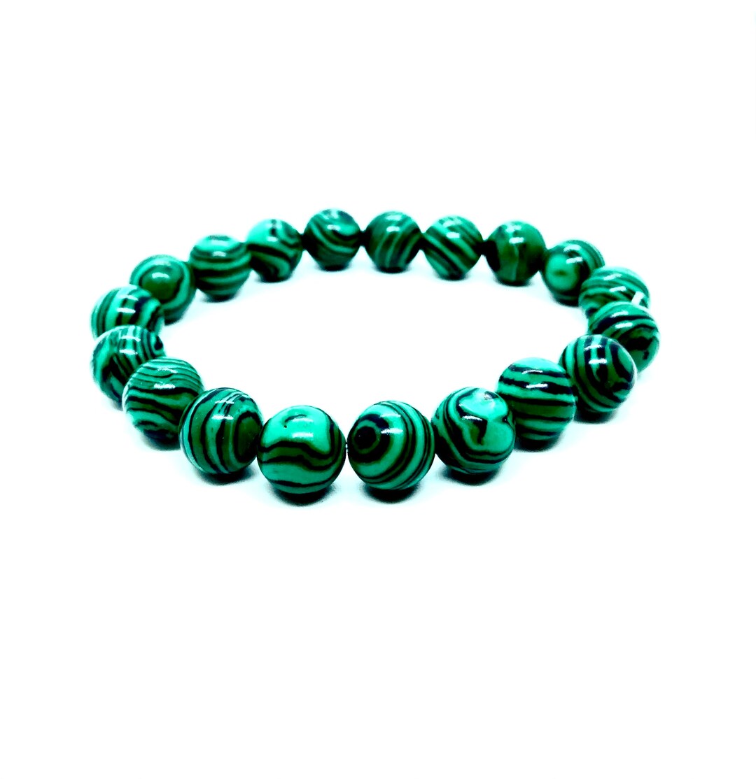 Men's Bead Bracelet Natural Stone Bracelet Malachite - Etsy