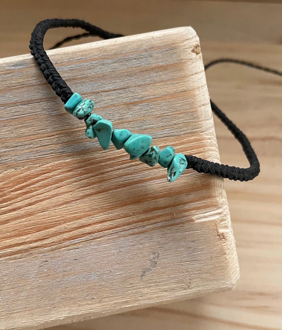 Macrame Anklet With Turquoise Stone, Adjustable Closure, Handmade Boho ...
