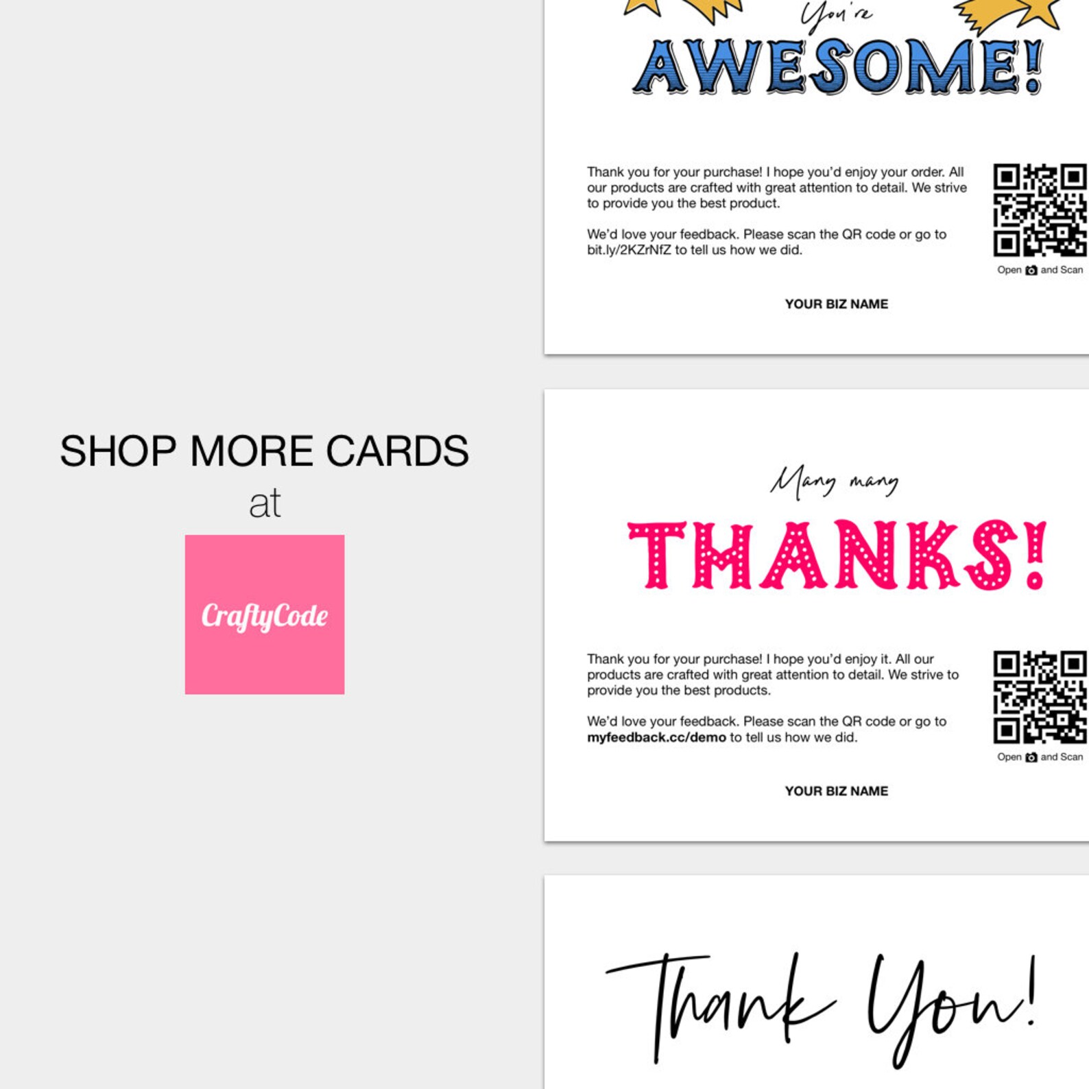 Printable Review Cards Feedback Cards Packaging Inserts for | Etsy