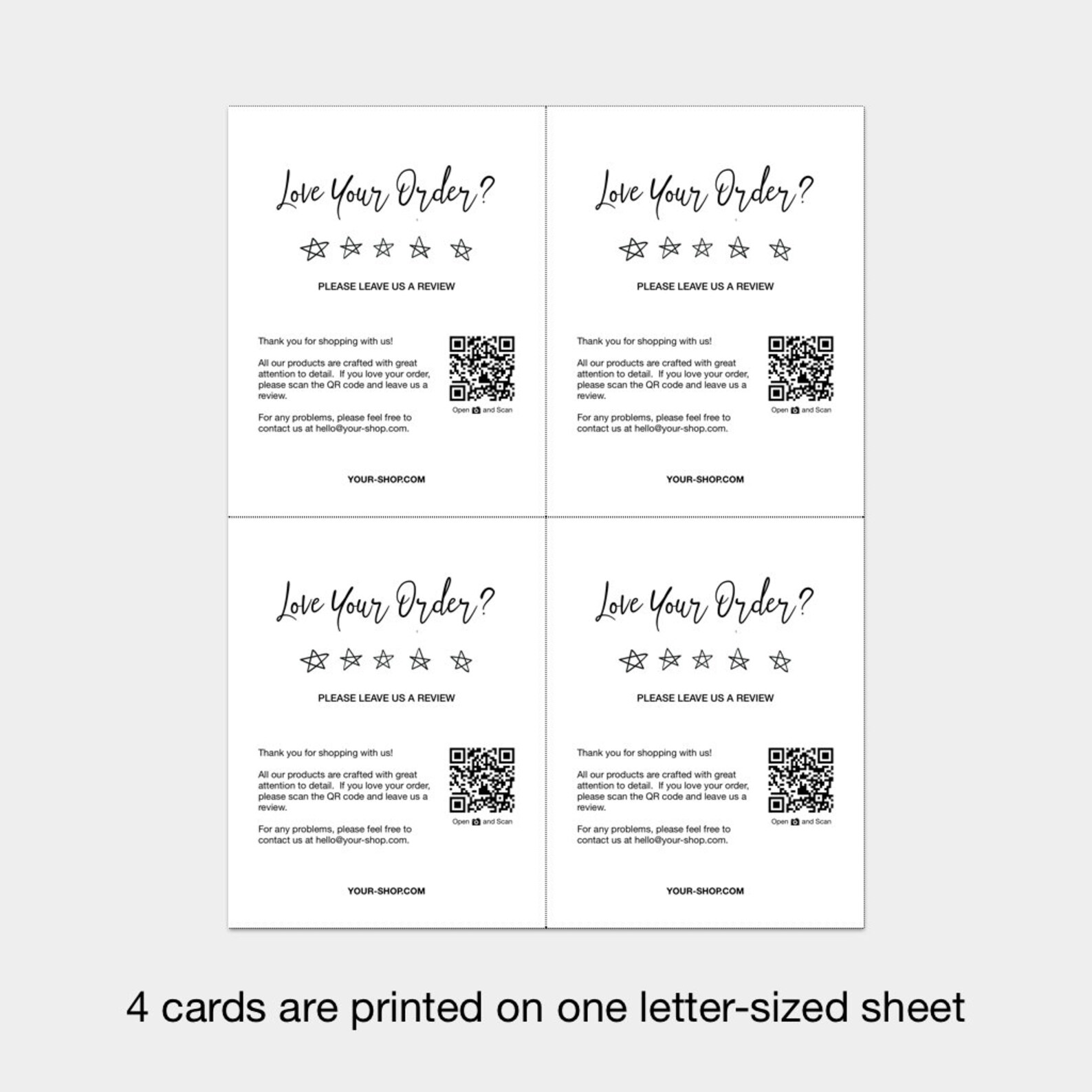Printable Review Cards Feedback Cards Packaging Inserts for | Etsy