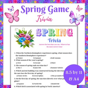 Spring Trivia, Family Game, Classroom Game, Spring Activity, Game for ...