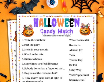 Halloween Candy Match-printable Halloween Game-candy - Etsy