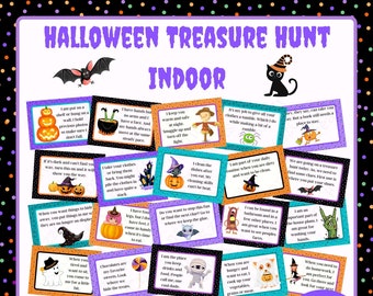 Halloween Indoor Treasure Hunt, Printable Scavenger Hunt, Treasure Hunt ...