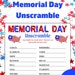 Memorial Day Unscramble Game, Printable Family Game, Game for Kids ...