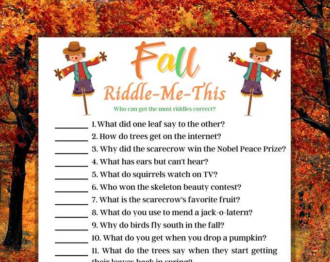 Fall Riddle Me This Game, Printable Autumn Game, Fall Riddles, Fall ...