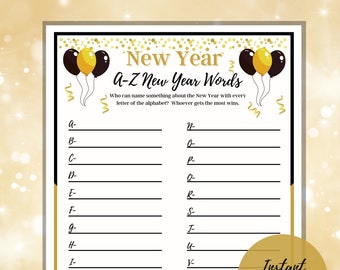 New Years Eve Scattergories Printable NYE Game Activity for - Etsy