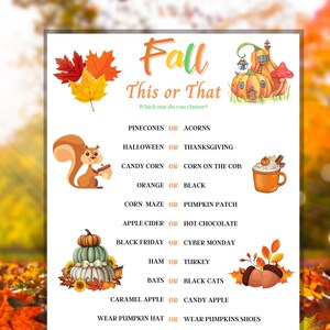 Fall This or That Game, Printable Autumn Game, Fall Riddles, Fall ...